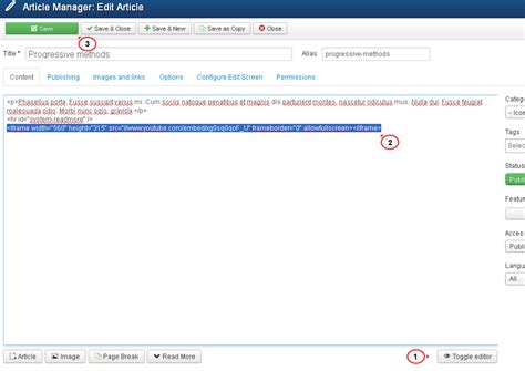 Joomla 3x How To Add Video To An Article Template Monster Help