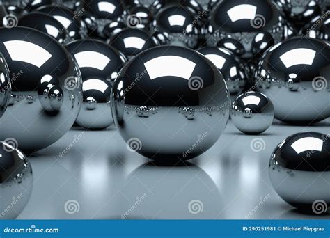 Three Dimensional Rendered Background Of Many Reflective Spheres Stock Illustration