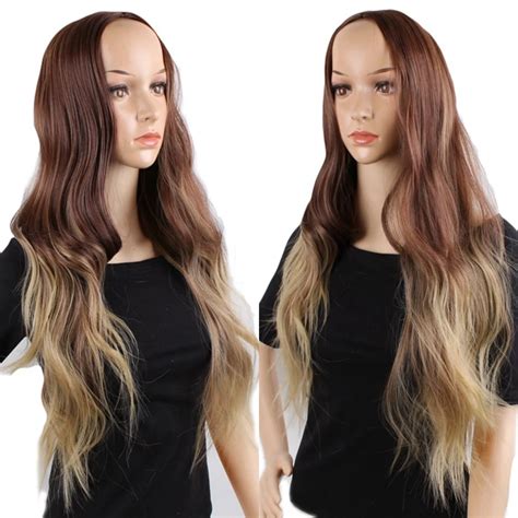 조이 And Beayty 긴 물결 모양 가발 갈색 Ombre 합성 가발 여자 코스 프레 가발 70 Cm28 Inch 내열성 섬유 여자 가발 Aliexpress