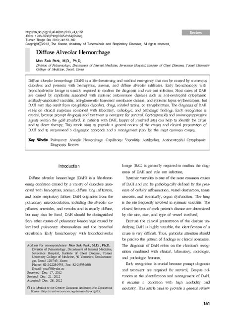 Pdf Diffuse Alveolar Hemorrhage