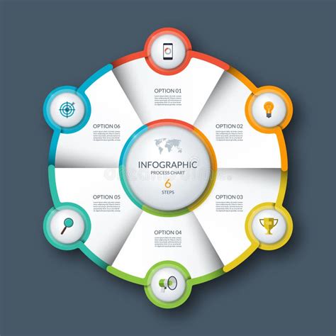 Infographic Circle Process Chart Cycle Diagram 6 Steps Stock Vector