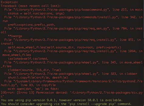 Python Exception When Upgrading Pip To 1001 Stack Overflow