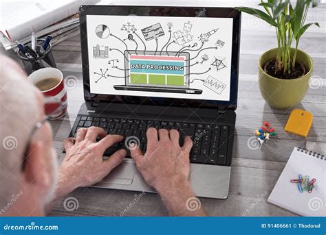Data Processing Concept On A Laptop Screen Stock Image Image Of