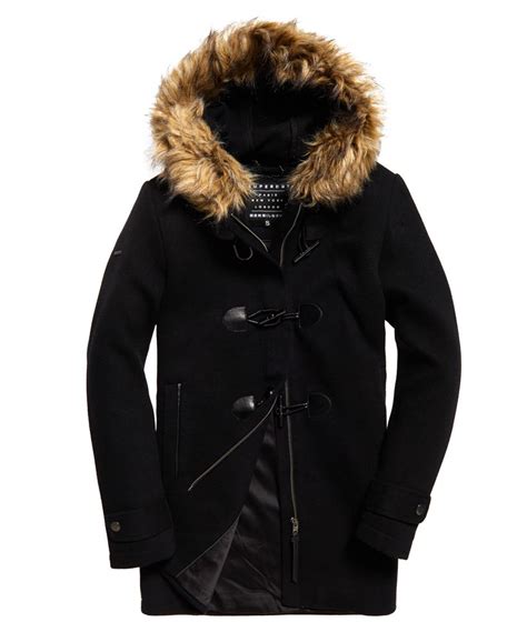 Damen - Brooklyn Dufflecoat Schwarzer Twill | Superdry DE