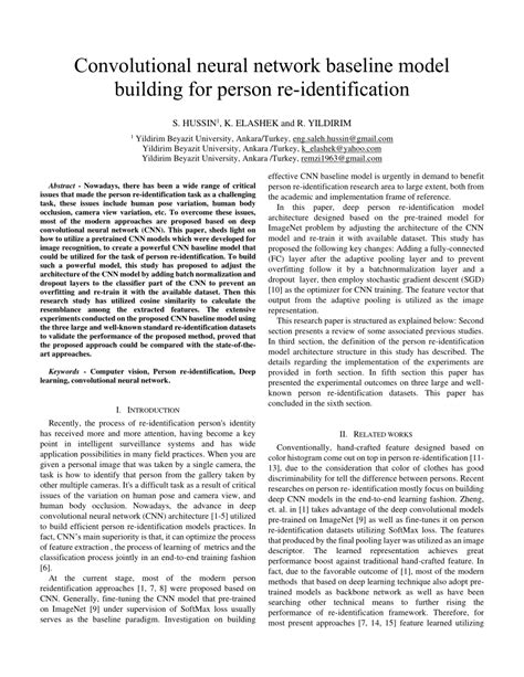 Pdf Convolutional Neural Network Baseline Model Building For Person