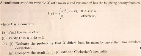 Solved A Continuous Random Variable X With Mean μ And