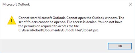 PST File Access Is Denied After Upgrading To Windows MSOutlook Info