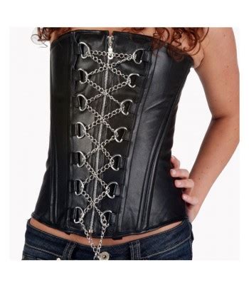 Women Gothic Black Leather Buckle Overbust Corset Women Gothic Leather Corsets For Sale