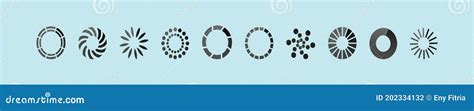 Set Of Circle Website Buffer Loader Or Preloader Cartoon Icon Design Template With Various