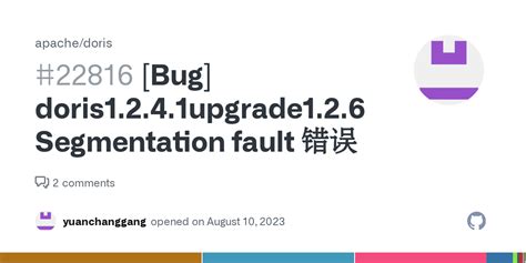 [bug] doris1 2 4 1upgrade1 2 6 segmentation fault 错误 · issue 22816