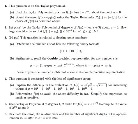 Solved This Question Is On The Taylor Polynomial Find The Chegg Com