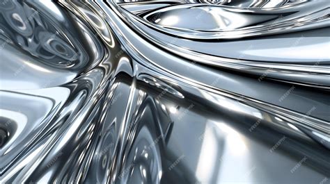 Smooth Chrome Metallic Surface With Reflective Mirrored Textures
