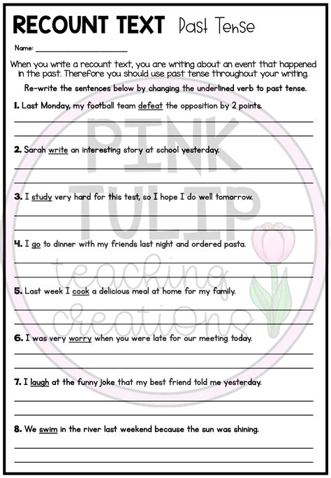 Recount Text Writing Worksheet Pack No Prep Lesson Ideas Recount