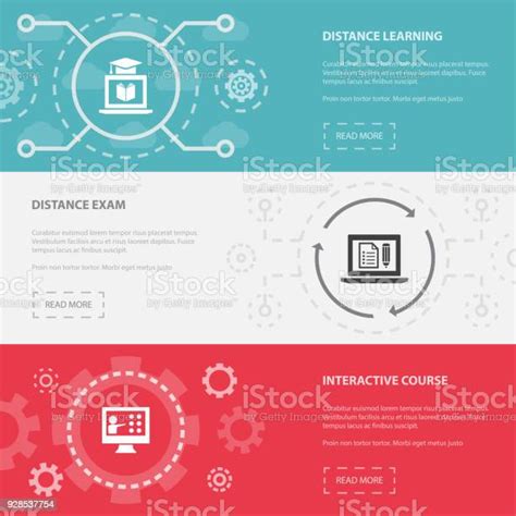 거리 학습 거리 시험 코스 개념 학습 3 가로 웹 페이지 배너 템플릿 평면 현대 고립 된 아이콘 그림입니다 0명에 대한 스톡 벡터 아트 및 기타 이미지 Istock