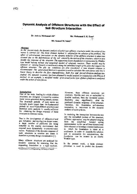 PDF Dynamic Analysis Of Offshore Structures With The Effect Of Soil Structure Interaction