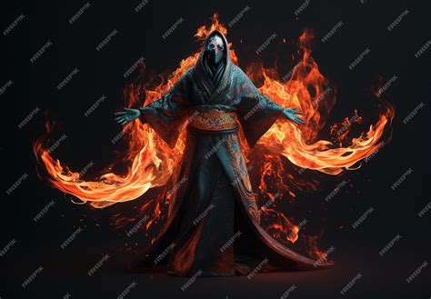 Premium Ai Image A Fireman With A Black Robe And A Black Robe With The Words Fire On It