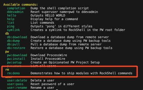 rockshell custom commands