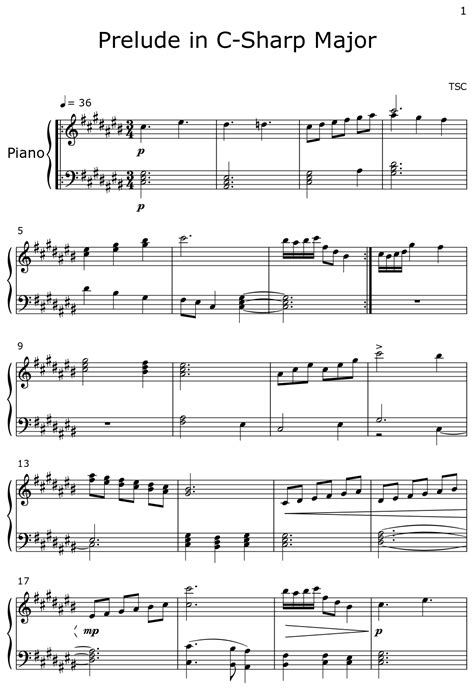 Prelude In C Sharp Major Sheet Music For Piano