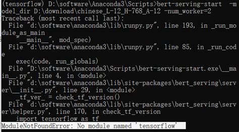 已安装tensorflow20gpu，启动bert As Service却提示no Module Named Tensorflow · Issue 550 · Jina Aiclip