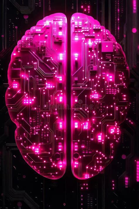 Artificial Intelligence Concept Glowing Circuit Board Patterned Brain on Dark Background, Stock ...