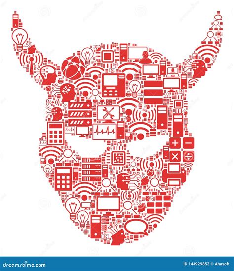Daemon Head Composition Icon For Bigdata And Computing Stock Vector