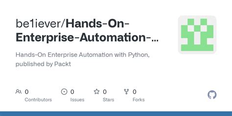Github Be1ieverhands On Enterprise Automation With Python 1 Hands On Enterprise Automation