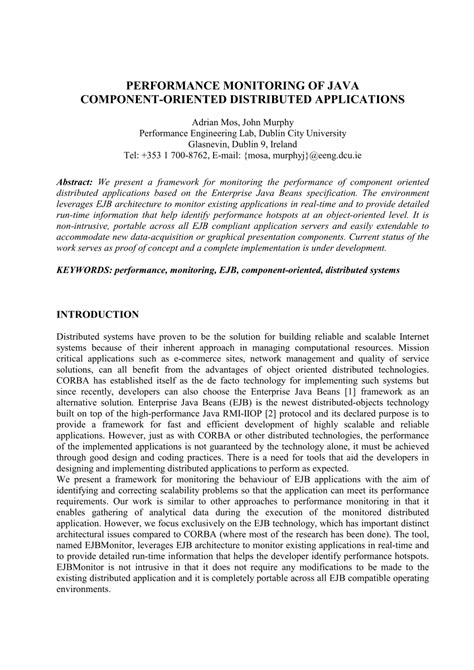 pdf performance monitoring of java component oriented distributed