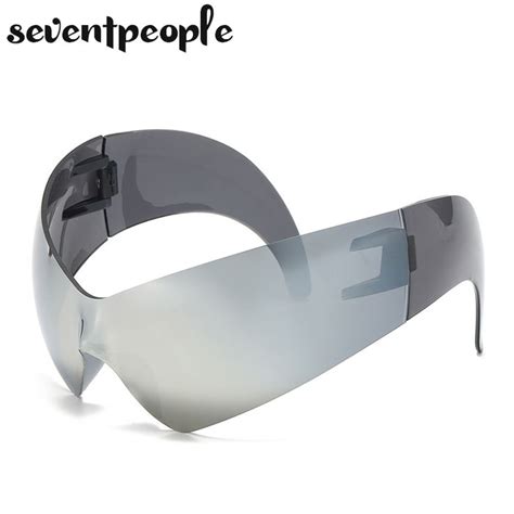 Oversized Punk Shield Sunglasses Women Men 2024 New In Fashion Y2k Sun