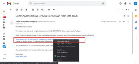 Panduan Reset Password Elearning Melalui Email Form Setujui Tuton Universitas Terbuka