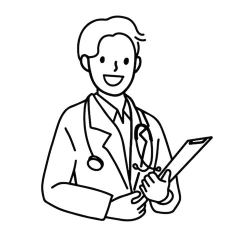 Doctor Vector Illustration Clipart Image Black And White Premium Vector