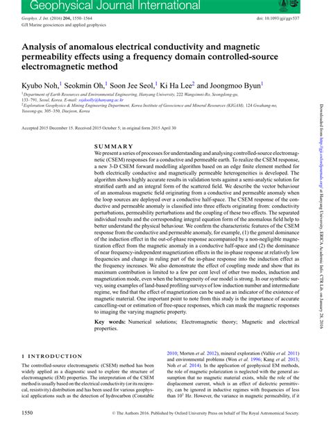 Pdf Analysis Of Anomalous Electrical Conductivity And Magnetic Permeability Effects Using A