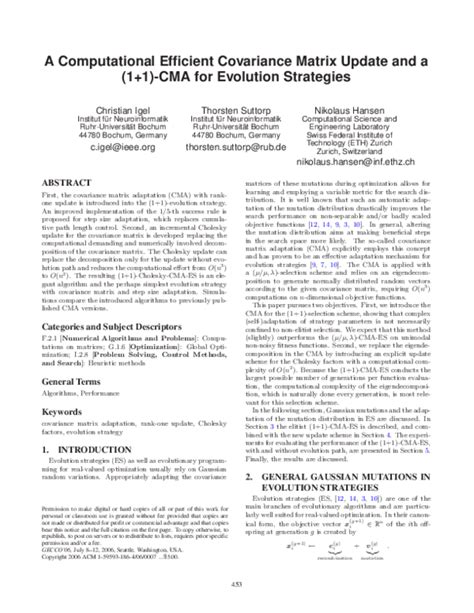 Pdf A Computational Efficient Covariance Matrix Update And A 1 1