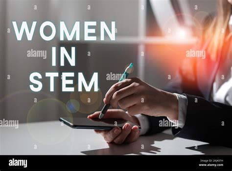 Writing Displaying Text Women In Stem Word Written On Science Technology Engineering