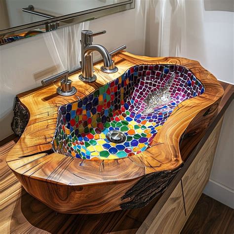 روشویی روستیک با زیبایی ارگانیک عکس