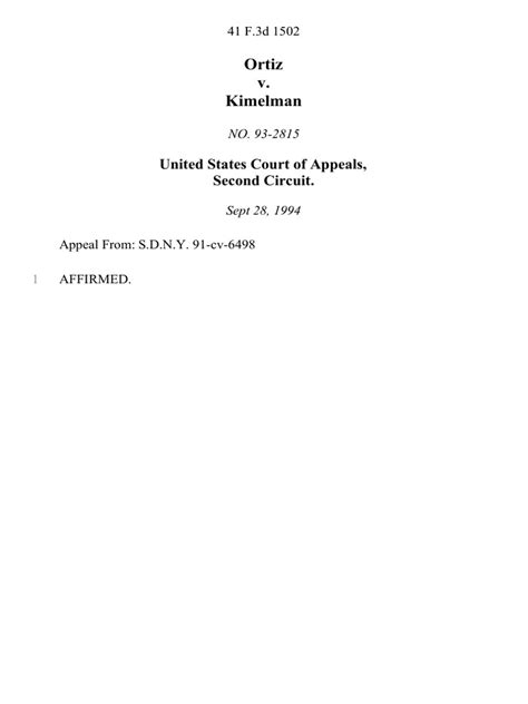 Ortiz V Kimelman 41 F 3d 1502 2d Cir 1994 Pdf
