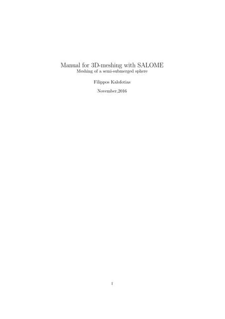 introductory manual for the open source meshing code salome pdf