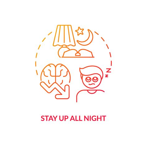 Stay Up All Night Red Gradient Concept Icon Low Productive Learning Trouble Sleeping