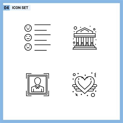 Modern Set Of 4 Filledline Flat Colors And Symbols Such As Format Id Emojis Investment Love