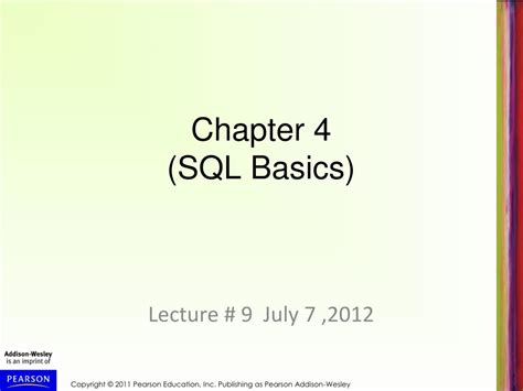 Ppt Chapter 4 Sql Basics Powerpoint Presentation Free Download Id2633334