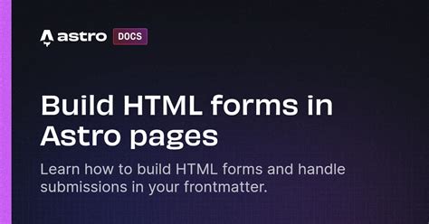 build html forms in astro pages docs