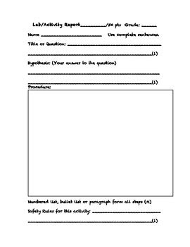 Science Lab Report Or Activity Form By Kim Sal The Science Gal TpT