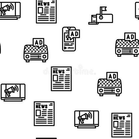 Advertising Media Internet Vector Seamless Pattern Stock Illustration