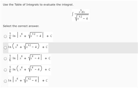 Solved Use the Table of Integrals to evaluate the integral. | Chegg.com