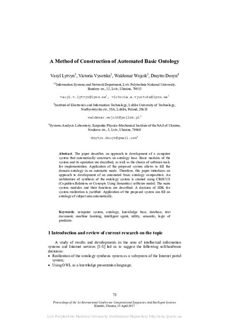 Pdf A Method Of Construction Of Automated Basic Ontology