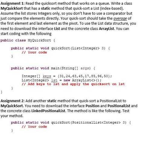 Solved Assignment 1 Read The Quicksort Method That Works On