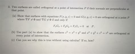 solved two surfaces are called orthogonal at a point of