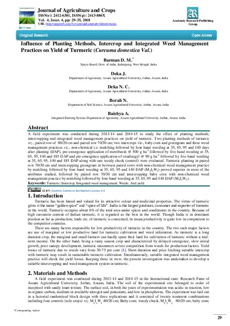 Pdf Influence Of Planting Methods Intercrop And Integrated Weed