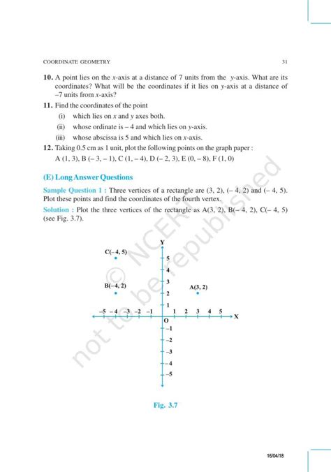 Ncert Exemplar Book For Class 9 Maths Chapter 3 Coordinate Geometry