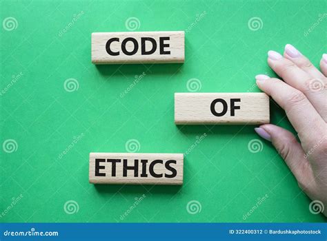 Code Of Ethics Symbol Concept Words Code Of Ethics On Wooden Blocks Beautiful Green Background