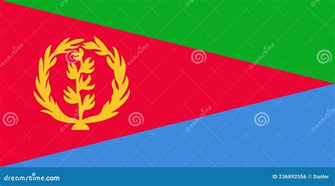 National Flag State Of Eritrea Red Isosceles Triangle Divided Into Two